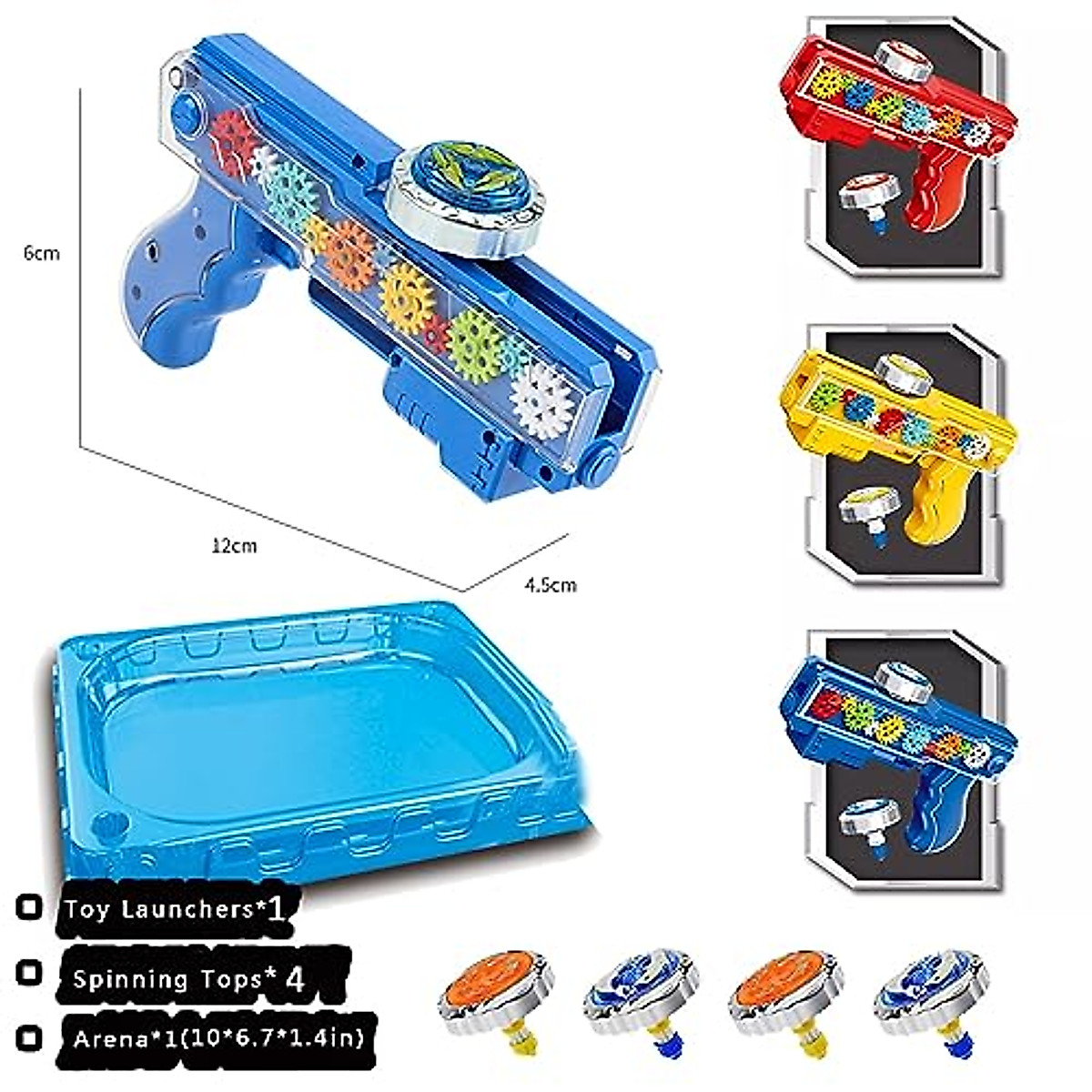 Bey Battling Top Burst Gyro Toy Set with 4 Spinning Top Burst Gyros 1 Toy Launchers Combat Battling Game Gifts for Boys Children Kids Ages 6+ (Blue)