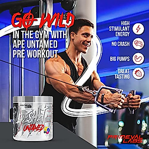 Primeval Labs Ape Untamed Pre Workout Energy Drink Powder, 40 Servings Smashberry | Max Support for Pumps & Focus | Increased Performance | Nitric Oxide Production with L-Citrulline, Beta Alanine