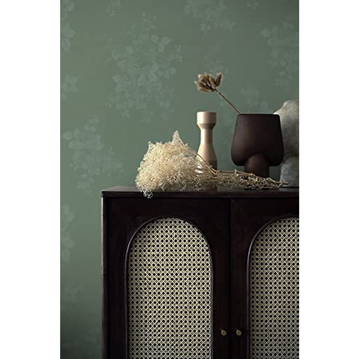 Dimoon 236"x17.7" Leaf Green Flower Thicken Advanced Texture Wallpaper Peel and Stick Green Leaf Floral Wallpaper Waterproof Contact Paper Grey Green Self Adhesive Wallpaper Removable Vinyl Roll