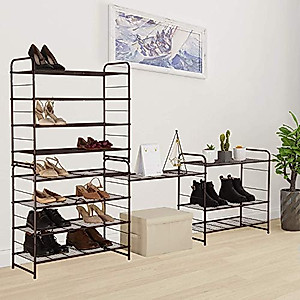 Bextsrack 4-Tier Shoe Rack, Stackable & Adjustable Wire Grid Shoe Shelf Storage Organizer for Closet Bedroom Entryway - Bronze