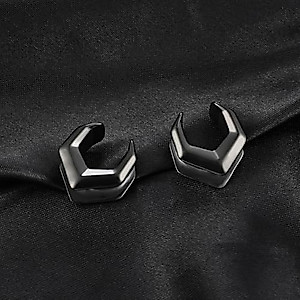 LADEMAYH 2Pcs 7/8 Gauges for Ears, Cool Hexagon Black 7/8 Plugs Ear Gauges for Women, 22mm Gauges for Ears, Surgical Steel Saddle Plugs Tunnels Gauge Earrings