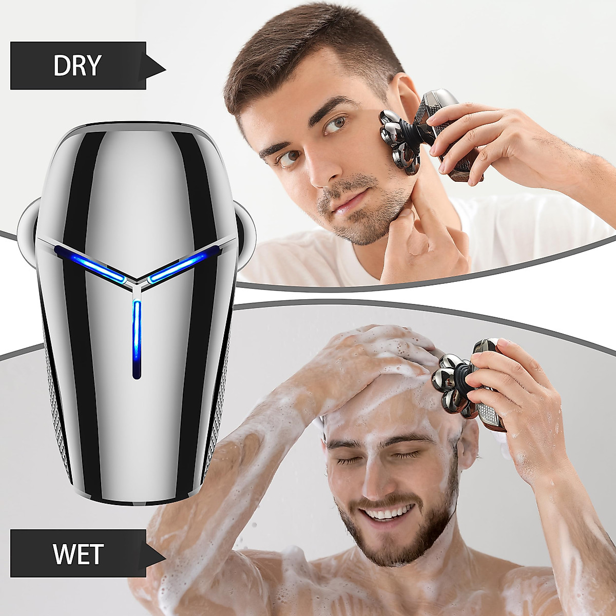 Silver Electric Head Razor for Bald Men - Bald Head Shavers