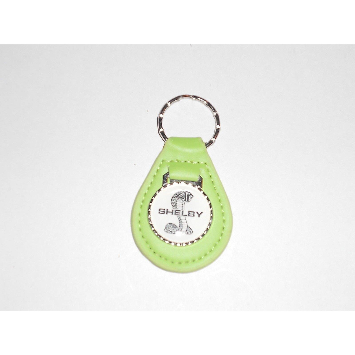 VINTAGE SHELBY GT-350 GT-500 COBRA SNAKE LEATHER KEYCHAIN - BRIGHT GREEN