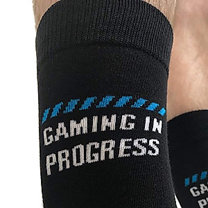 ''Do Not Disturb I'm Gaming" Funny Socks - Great Novelty Gift For Teen Boys Sons Men Husbands Boyfriends Women Gamers Who Have Everything! (Full Length Lounge Socks) Black