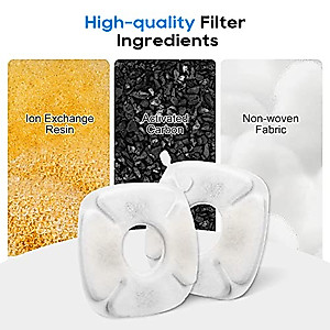 MyfatBOSS 16 Pack Cat Water Fountain Filter, 8 Pack Replacement Filters & 8 Pack Replacement Pre-Filter Sponges Fit for 95oz/2.8L and 67oz/2L Automatic Pet Cat Water Fountain Dog Water Bowl Dispenser