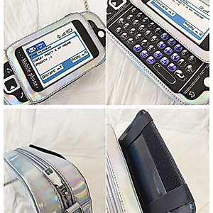 DIVCIDLC Women Funny Bag, Cute Laser Crossbody Bags, Keypad Phone Shaped Shoulder Purse Designer Chain Satchel for Grils, Pink