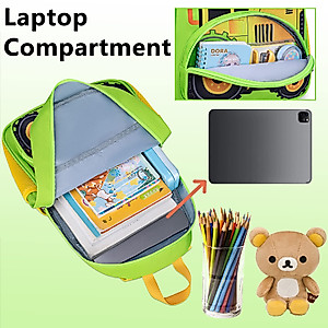 BTOOP Toddler Backpack Boys Cute Kids School Backpack Preschool Kindergarten Bookbags Nursery Daycare Toddler Bags, Tractor-fluorescent Green