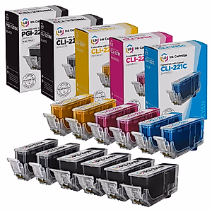 LD Compatible Ink Cartridge Replacement for Canon PGI-220 & CLI-221 (4 Pigment Black, 2 Black, 2 Cyan, 2 Magenta, 2 Yellow, 12-Pack)