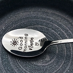 family Kitchen Funny Coffee Tea Spoon Good Morning Nana, Nana's Coffee Stainless Steel Spoon for Women Mother's Day Birthday Gift