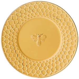 Boston International Embossed Stoneware Plate, 8-Inch Diameter, Honeycomb