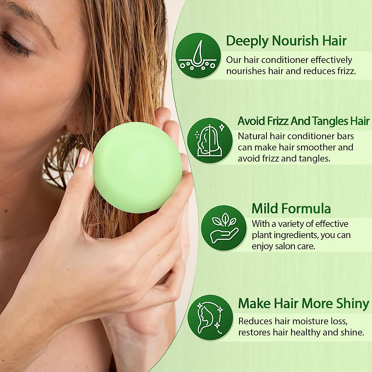 POP MODERN.C Rosemary Solid Shampoo and Conditioner Bar Set for Hair Growth, Moisturizing, 160g, 2.8219 Ounce, 2x80g Soaps, 2 Wooden Holder, Mother's Day Gift