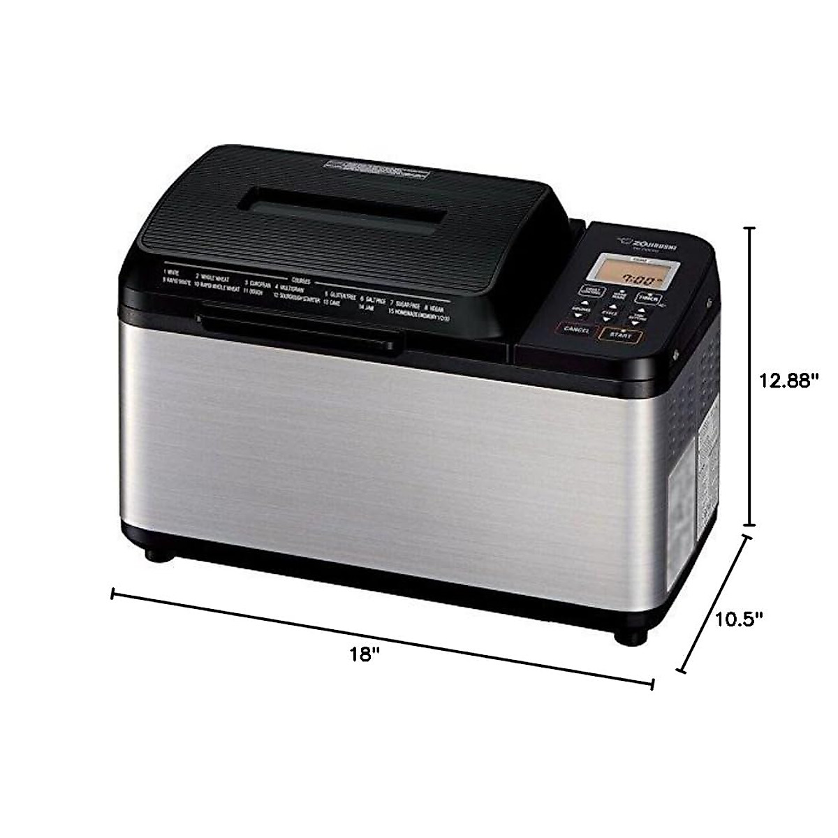 Zojirushi BB-PDC20BA Home Bakery Virtuoso Plus Breadmaker, 2 lb. loaf of bread, Stainless Steel/Black