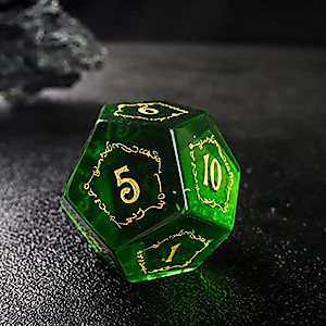 VVFOR Prism Rainbow Glass DND Dice Set Sharp Edge Polyhedral D&D dice for Role Playing Games Table Games D20 D6 D10 D12 D8 (Green Viking)