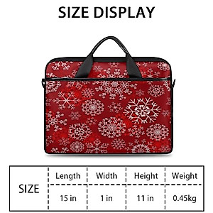 Christmas Snowflake Laptop Computer Bag Waterproof Shoulder Messenger Bag 13-15 inch Durable Laptop Tote Bag with Shoulder Strap Handle Lightweight Crossbody Briefcase