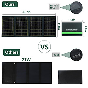 Solar Charger GOLDEN AUTUMN 30W Foldable Portable Solar Panel, with Type-C (5V/9V12V) PD18W and Fast Charge USB-A，Camping Trekking Emergency ,Compatible with All USB Charging Devices