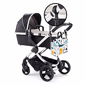 Cute Dinosaur Diaper Bag Tote with Stroller Straps, Funny Animal Large Capacity Baby Stroller Organizer Bag, Multi-Function Nappy Bag Travel Handbag