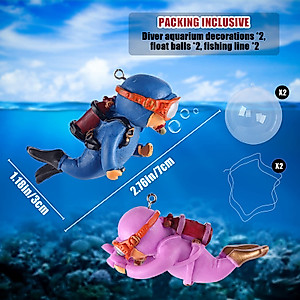 MTAP 2PCS Aquarium Decorations, Cute Diver Fish Tank Accessories, Floating Device Aquarium Ornament Diver Tank Accessories,Suitable for All Kinds of Fish Tanks