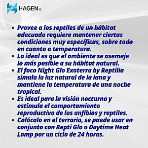 Exo Terra Night Glo Moonlight Heat Lamp, A19 Reptile Terrarium Light Bulb, 75 Watts, PT2130A1