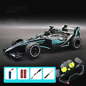 BMFHJEQ F1 Remote Control Car, Mini High-Speed F1 RC Racing, 20KM/H 4WD Electric High Speed Car, Double Speed Adjust Off-Road Drift Remote Control Toys Cars for Boys Girls (Blue)