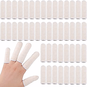 Geyoga 50 Pieces Cotton Finger Cots Finger Toe SleevesThumb Protector Fingertips Protective Cushion, Moisture Wicking (7.6 cm/ 3 Inch)