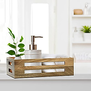 Reviaras Wooden Tissue Box Cover, Tissue Box Holder with Slide-Out Bottom, (Acacia) (Wood)