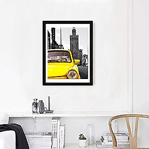 Emeyart 12x16 Picture Frames to Display 11x14 Documents with Mats Black Real Wood Photo Frames Wall Art Decorative for Living Room and Office Wall Decor