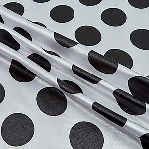 Charmeuse Satin Polka Dot White/Black, Fabric by the Yard
