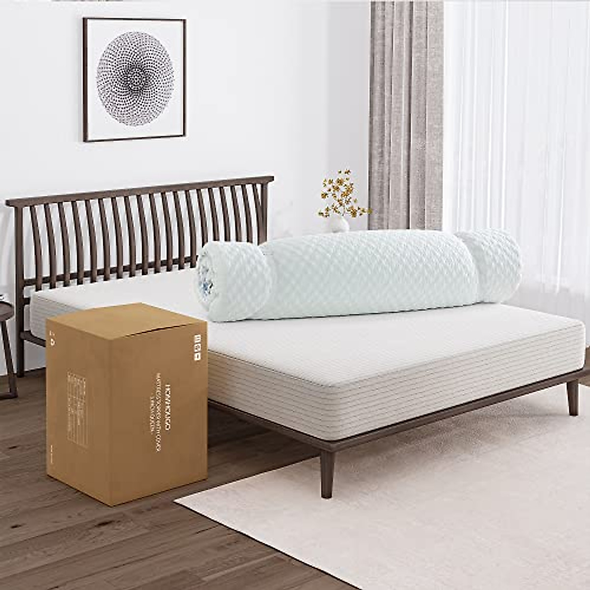 Mattress Topper Queen, Homhougo 3 Inch Green Tea Memory Foam Mattress Topper with Zippered Bamboo Cover, Cloud-Like Soft
