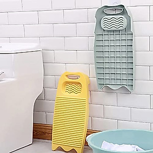 Plastics Clothes Washboards Laundry Board Household Hand Washing Board with Soap Holder Portable Hand Washing Clothes Tool Scrubboards Clothes Cleaning Tools for Home School Dormitory (Light Blue)