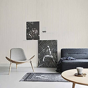 17.71”×157.4” Cream/White Peel and Stick Wallpaper Textured Wallpaper Linen Self-Adhesive Wallpaper Removable Peel and Stick DIY Wallpaper Vinyl Film Solid Color Wallcovering for Furniture Wall
