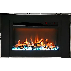 Y Decor 33 in. Realistic Flame Electric Fireplace Insert in Black with Remote Control