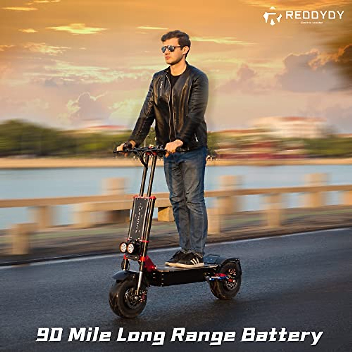 REDDYDY Electric Scooter, Max Speed 60MPH,Total Power 8000W,90 Mile Long Range Battery, 60V43AH Dual Drive, 13-inch Wheels, Portable Foldable, Off-Road Electric Scooter for Adults, black