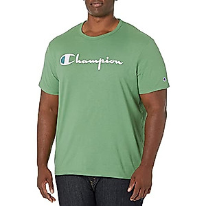 Champion T, 100% Cotton Shirt for Men, Lightweight Tee, Multiple Graphics, Native Fern Green-Y08254, Small