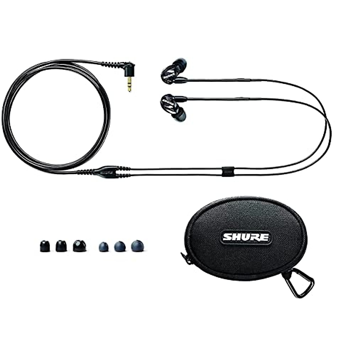 Shure SE215 PRO Wired Earbuds - Professional Sound Isolating Earphones, Clear Sound & Deep Bass, Single Dynamic MicroDriver, Secure Fit in Ear Monitor, Plus Carrying Case & Fit Kit - Black (SE215-K)