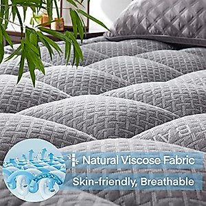 Ichrysania Queen Mattress Topper Cooling Mattress Toppers Extra Thick Pillowtop Plush Mattress Pad with 8-21 Inch Deep Pocket Gray