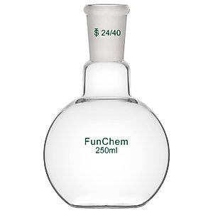 FunChem Single Neck 1 Neck Glass Lab Flat Bottom Boiling Flask FBF, 24/40 Standard Taper Outer Joint Glass Boiling Flask