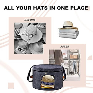 Hat Storage Organizer - 17 x 11 Inches - Hat Box for Travel with Viewing Window and Sturdy Felt - Cowboy Hat Holder and Carrier Hat Case for Sun Hats, Baseball Caps, Fedoras