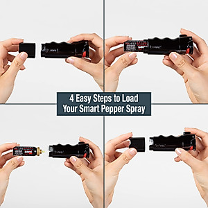 SABRE Smart 2-in-1 Pepper Spray, Live Continuous Location Tracking Texts in Emergencies, Refill Canister Available, Rechargeable, 25 Bursts with 10 ft. Range, Flip Top Safety, Ergonomic Finger Grip