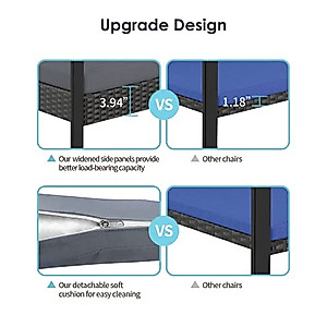 3 Pieces Wicker Patio Furniture Set, Modern Rocking Conversation Set with Coffee Table, Outdoor Rattan Patio Chairs Bistro Set for Balcony Porch Garden Yard Poolside, Grey