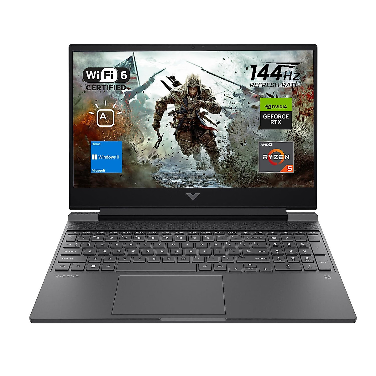 HP Victus 15 Gaming Laptop, 15.6" FHD 144Hz Display, AMD Ryzen 5 7535HS, 64GB DDR5 RAM, 2TB PCIe M.2 SSD, NVIDIA GeForce RTX 2050, HDMI, Webcam, Backlit Keyboard, Wi-Fi 6, Windows 11 Home, Silver