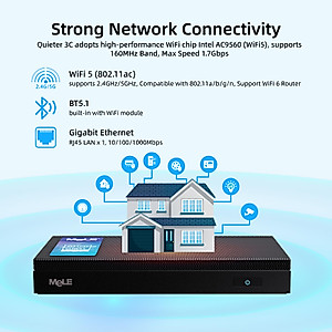 MeLE Fanless Mini PC Quieter3C Mini Computer N5105 8GB 128GB USB-C 4K Triple Display Windows 11 Pro WiFi 5 BT5.1 Gigabit Ethernet Micro PC, Support M.2 SSD on Business Industrial IoT Office Home