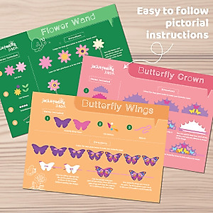 jackinthebox Butterflies Costume Craft kit for 3 to 5 Year olds, 3 Craft Projects, No Mess Art for Kids, Craft Kits & Supplies, DIY Creative Activity, Great Gifts for Girls Ages 3 4 5