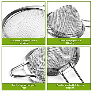 Kafoor Set of 2 Stainless Steel Mesh Strainers for Kitchen - 6.3 inch Large Fine Mesh Strainer & 3.3 inch Small Strainer Fine Mesh - Ideal to Sieve Pasta Noodles, Quinoa, Tea, Coffee, Juices, Flour