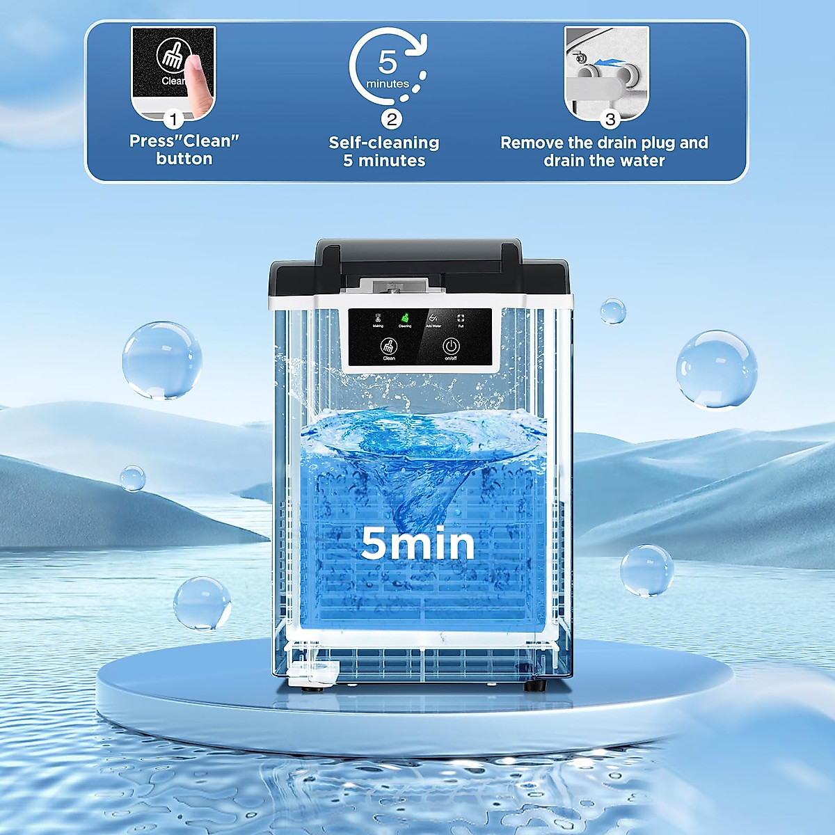 JINJUNYE Nugget Ice Maker Countertop, 38LBS/Day, Self Cleaning, Soft Chewable Pellet Ice Machine, Portable Crushed Ice Makers for Home, Kitchen, Stainless Steel