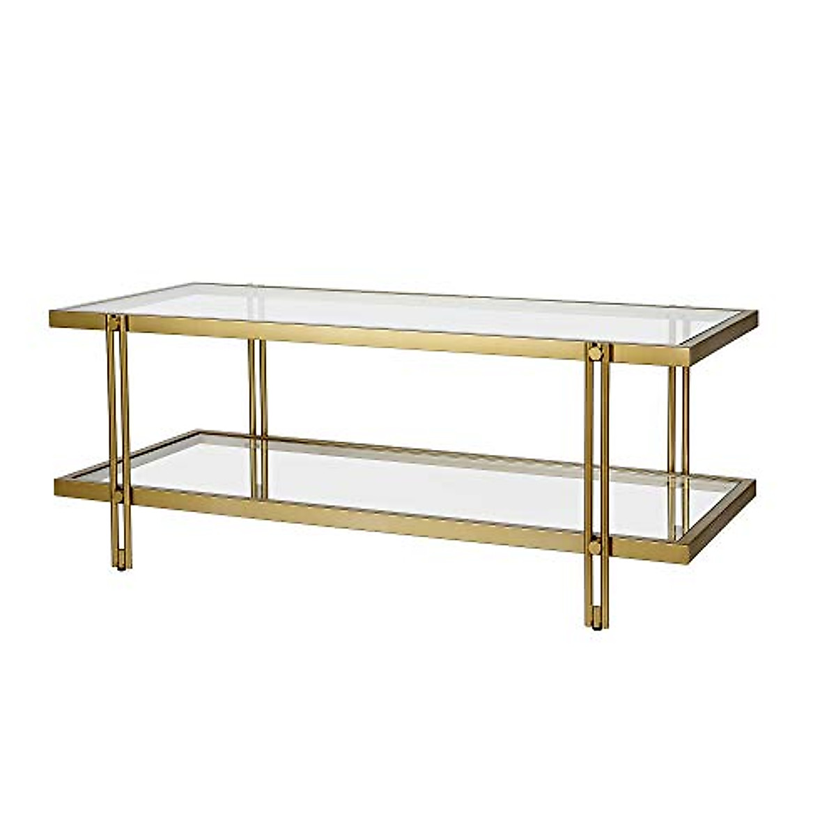 Henn&Hart 45" Wide Rectangular Coffee Table in Brass, Modern coffee tables for living room, studio apartment essentials