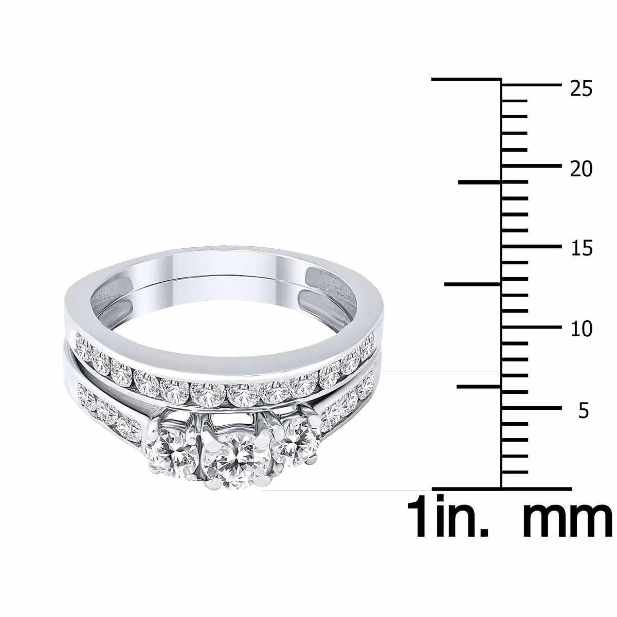 1 1/2 Carat TW Three Stone Diamond Bridal Set in 10K White Gold