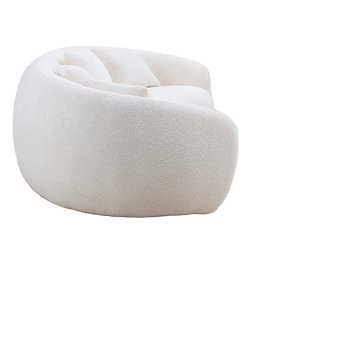 Minimalist Style Boucle Fabric Upholstered Curved Sofa, 5 Seater Half Moon Design Cloud Couch with Throw Pillows, Free Assembly Living Room Sofa&Couches for Apartment Office