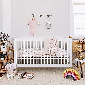 Burts Bees Baby Infant Reversible Blankets 100% Organic Cotton GOTS Certified - Sweet Doe Prints with Quilting Pattern Soft Nursery Blanket with 100% Polyester Fill for Size 30 x 40 Inch