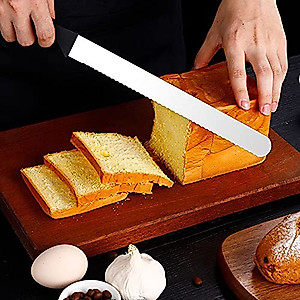 10Inch Stainless Steel Cake Knife Plastic Handle Baking Pastry Spatulas Serrated Bread Knife Kitchen Baking Tool