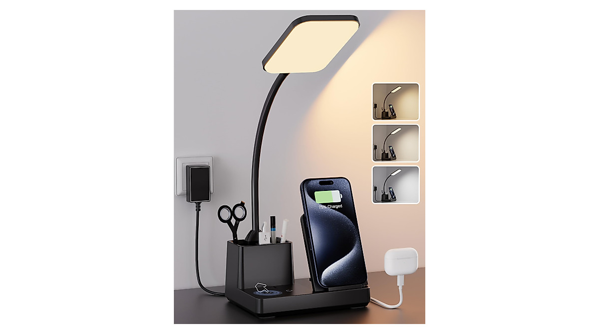 Sailstar LED Desk Lamp: Wireless Charge, USB, Eye-Care, Pen Holder